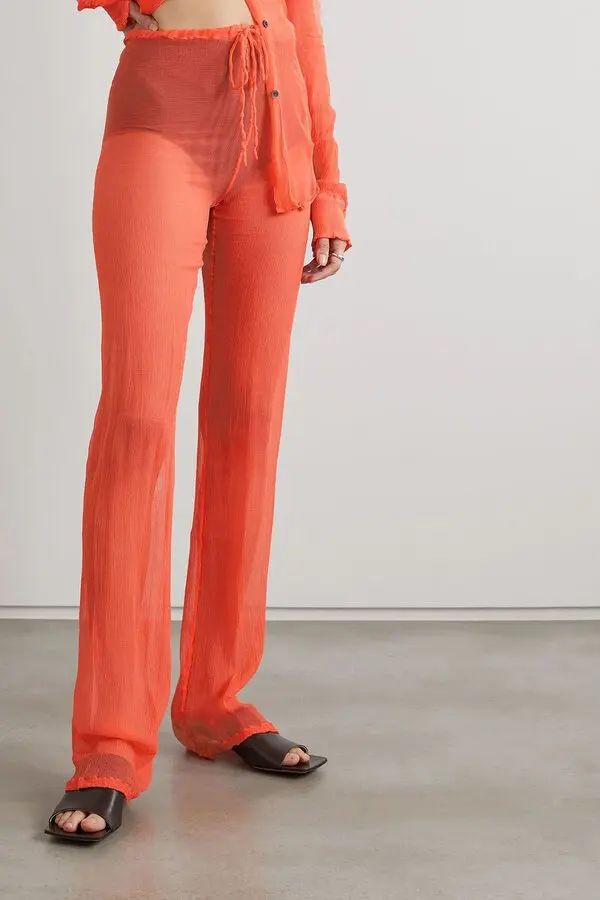 Dries Van Noten Silk-crepon Straight-leg Pants - Coral