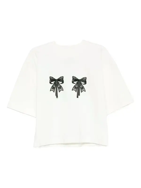 HAMZA Lace-bow T-shirt - White