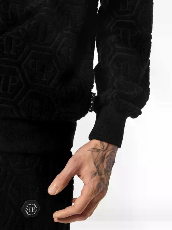 Philipp Plein Embossed Zip-up Jacket - Black
