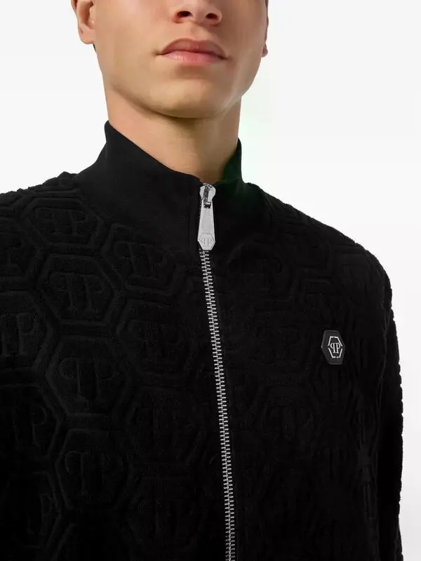 Philipp Plein Embossed Zip-up Jacket - Black