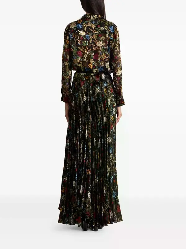 Alice + Olivia Katz Pleated Maxi Skirt - Black