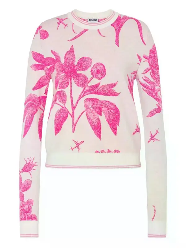 Moschino Floral-print Wool Sweater - White