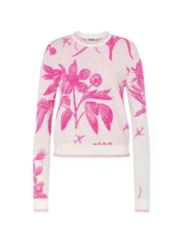Moschino Floral-print Wool Sweater - White