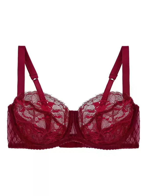 FLEUR OF ENGLAND Balcony Lace Bra - Red