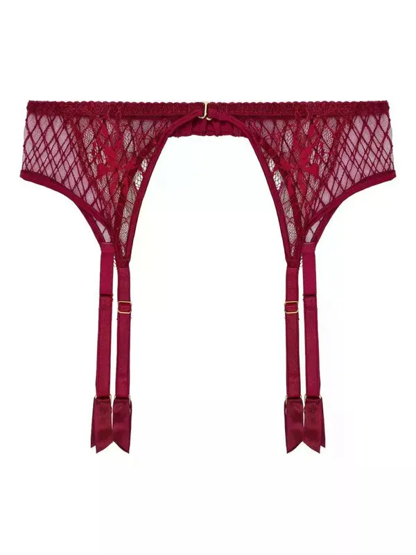FLEUR OF ENGLAND Lace-embellished Suspender Belt - Red