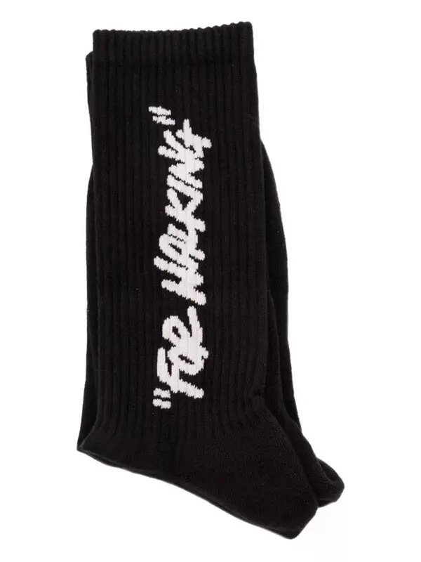 Off-White Logo-embroidered Socks - Black
