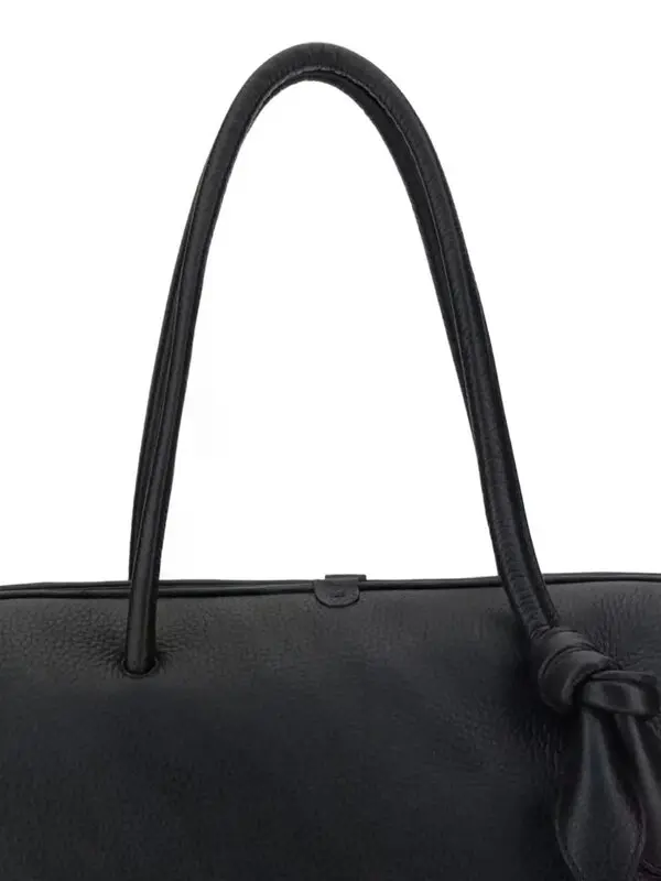 Jacquemus Large Leather Tote Bag With Knot Detail - Black