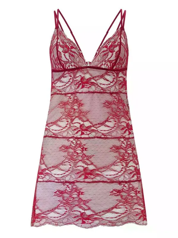 FLEUR OF ENGLAND Lace-trimmed Babydoll Nightdress - Red