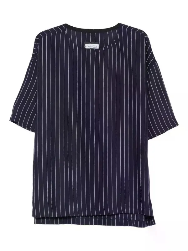 HAMZA Monaco Pinstripe Short-sleeve T-shirt - Blue