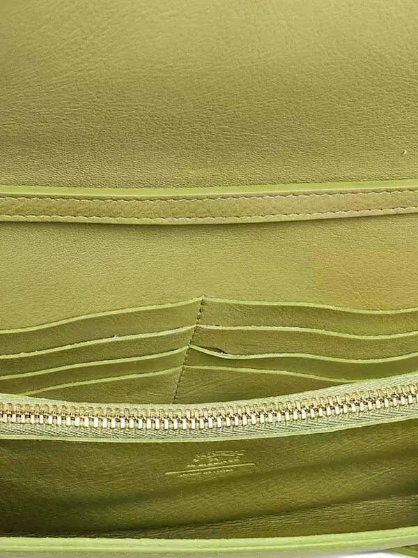 Il Bisonte Flap-fastening Leather Clutch - Green