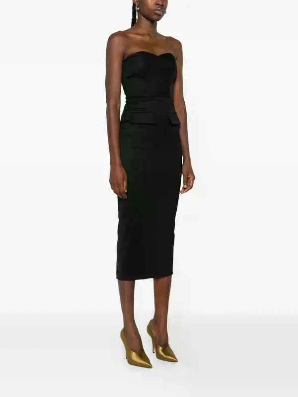 VESTIAIRE D'UN OISEAU LIBRE Strapless Pocket Midi Dress - Black