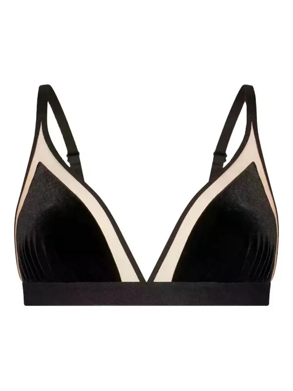 UNDRESS CODE Velvet-paneled Triangle Bra - Black