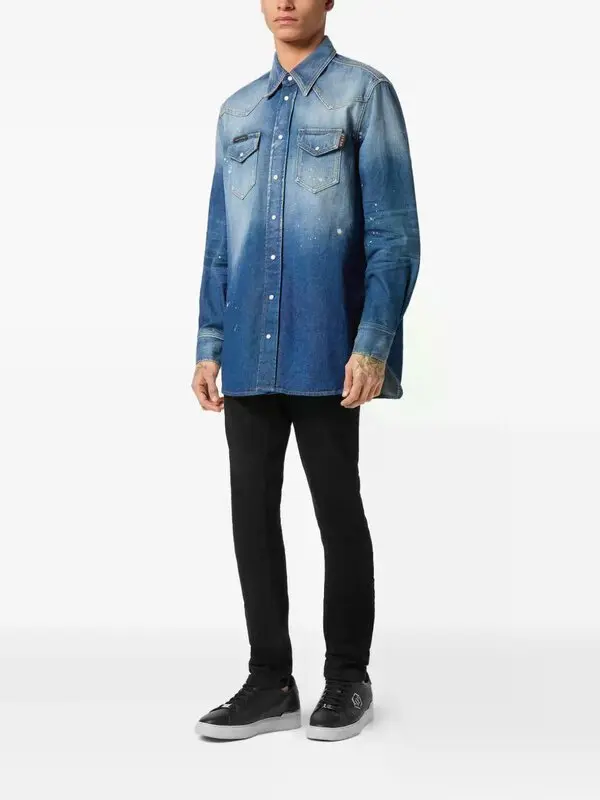 Philipp Plein Paint-splatter Shirt - Blue