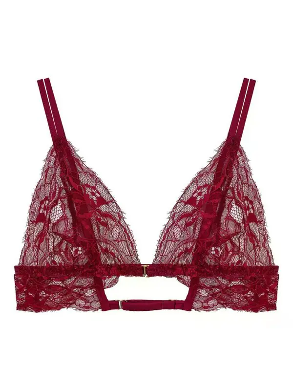 FLEUR OF ENGLAND Lace-trimmed Triangle Bra - Red