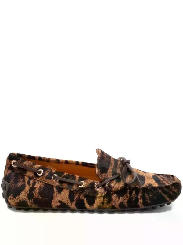 TOD'S Leopard-print Loafers - Brown