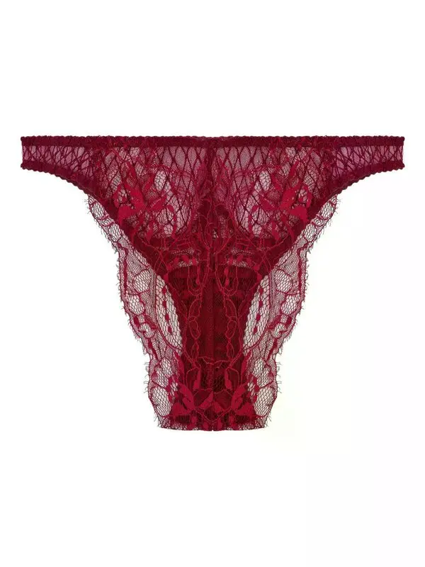 FLEUR OF ENGLAND Lace-trimmed Brazilian Briefs - Red