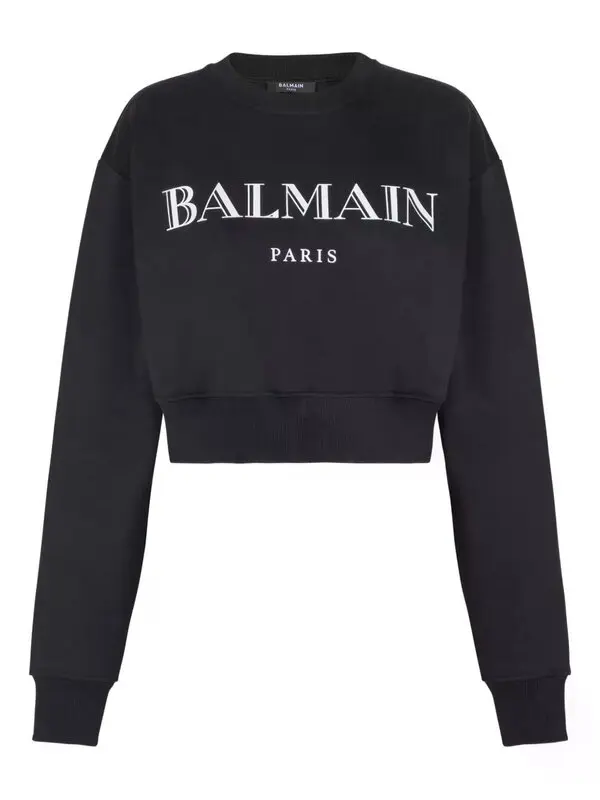 Balmain Logo-print Cropped Sweatshirt - Black