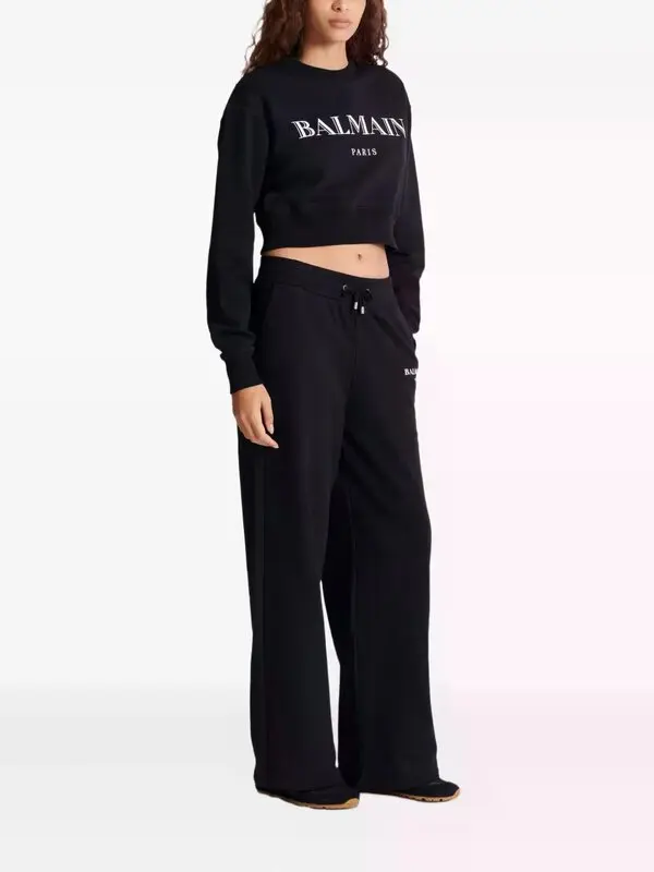 Balmain Logo-print Cropped Sweatshirt - Black