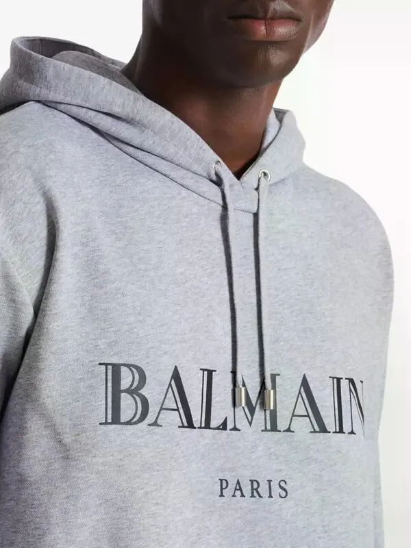 Balmain Logo-print Hoodie - Grey