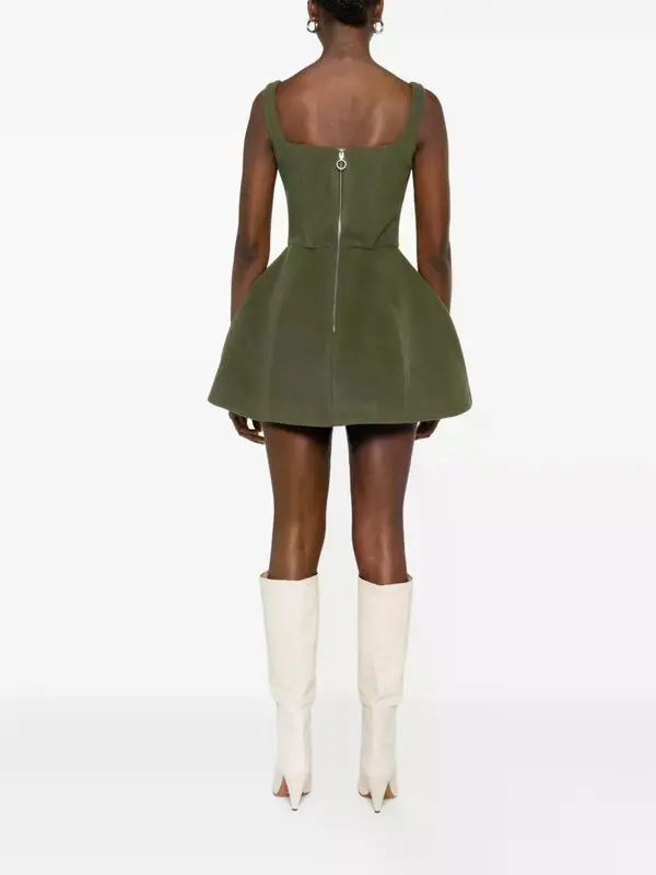 VESTIAIRE D'UN OISEAU LIBRE Square-neck Flared Mini Dress - Green