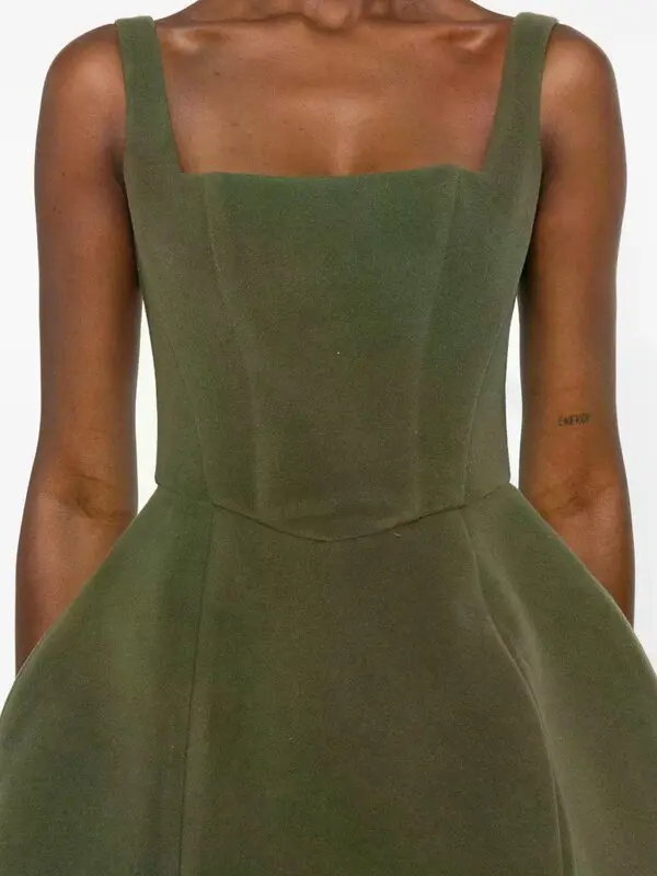 VESTIAIRE D'UN OISEAU LIBRE Square-neck Flared Mini Dress - Green