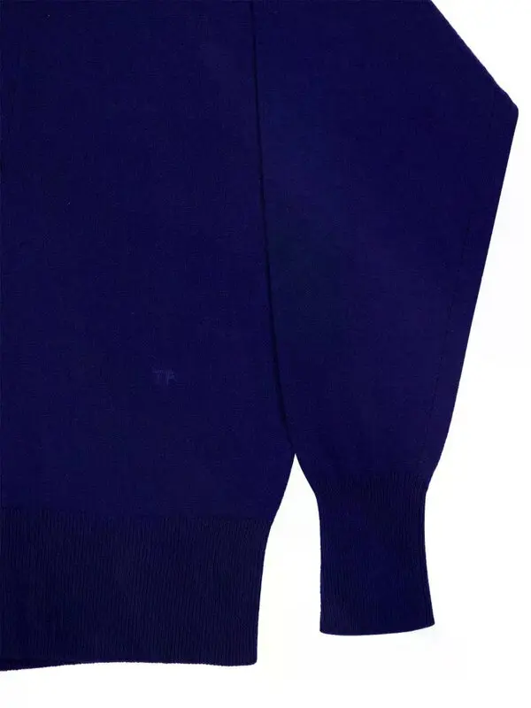 TOM FORD V-neck Knit Polo Top - Blue