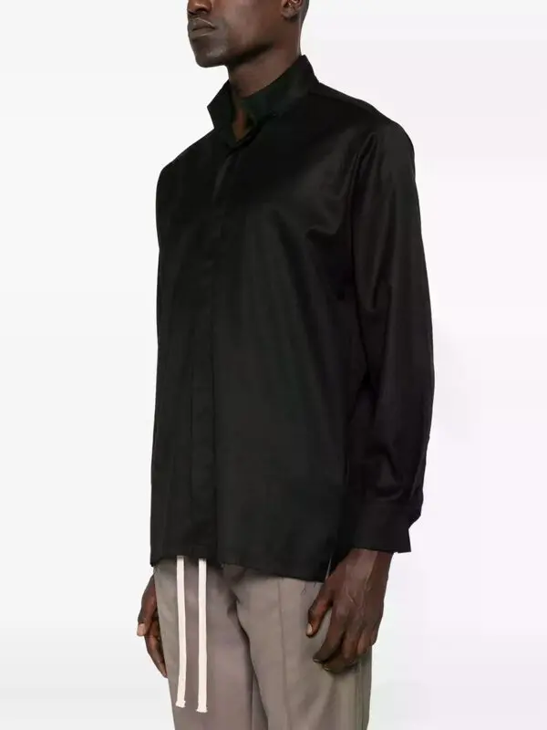 HAMZA Frayed-hem Mandarin-collar Shirt