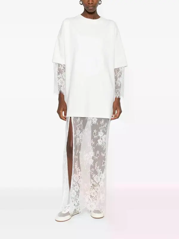 white lace insert maxi dress Lace Floral Maxi Dress White