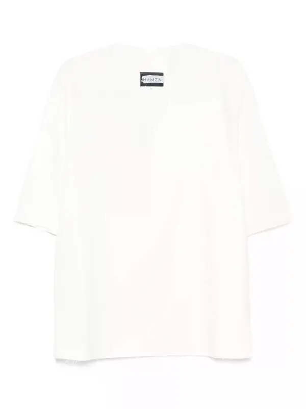 HAMZA Thom Raw-edge V-neck T-shirt - White