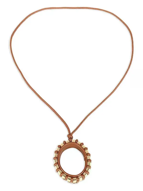 Max Mara Leather Pendant Necklace - Brown
