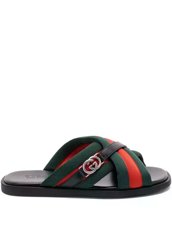 Gucci Web-striped Cross-strap Sandals