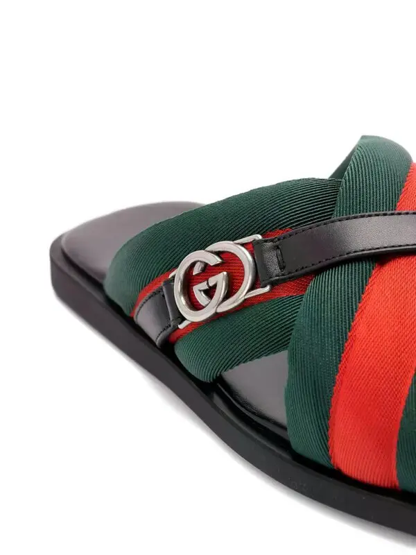 Gucci Web-striped Cross-strap Sandals