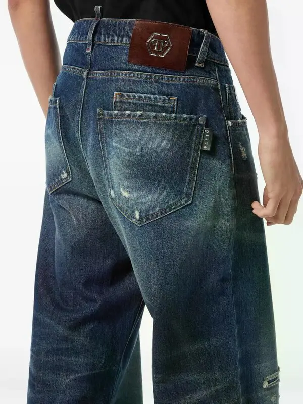 Philipp Plein Distressed Logo-plaque Jeans