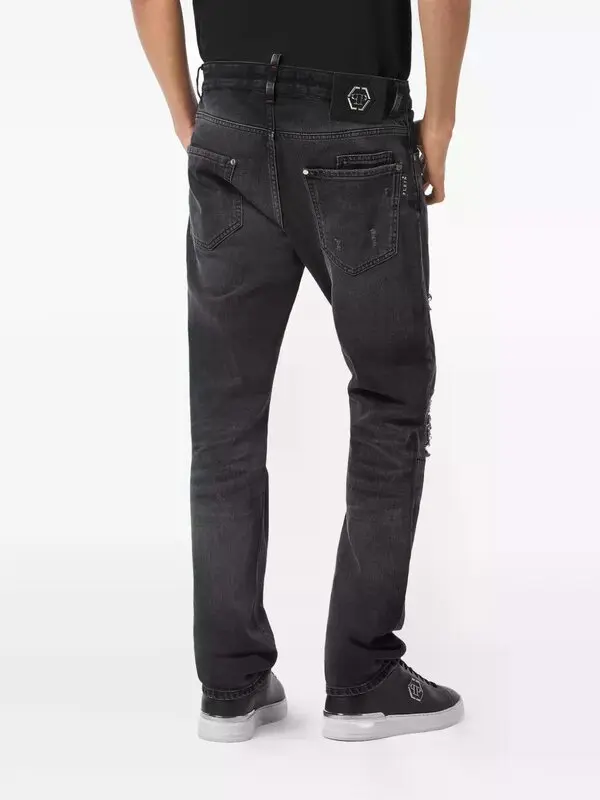 Philipp Plein Distressed Straight Leg Jeans