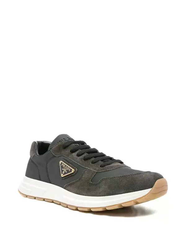 Prada Suede And Leather Sneakers - Grey