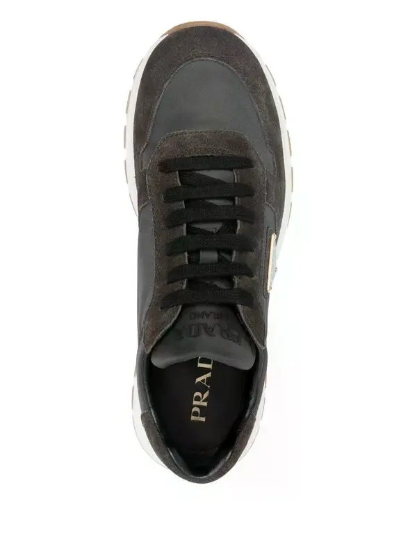 Prada Suede And Leather Sneakers - Grey