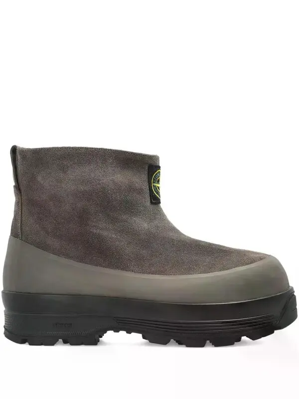 Stone Island Suede Ankle Boots With Logo Patch