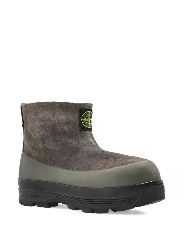 Stone Island Suede Ankle Boots With Logo Patch