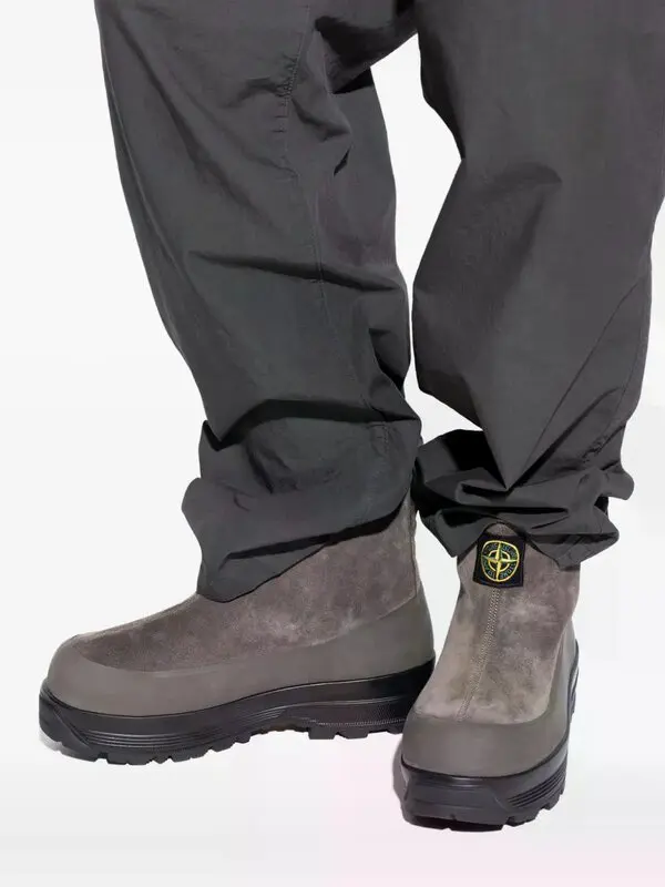Stone Island Suede Ankle Boots With Logo Patch
