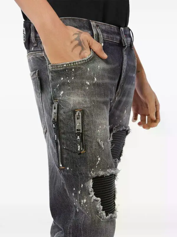 Philipp Plein Distressed Straight Leg Jeans