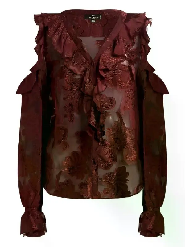 Etro Fil Coupé Chiffon Shirt With Ruffles