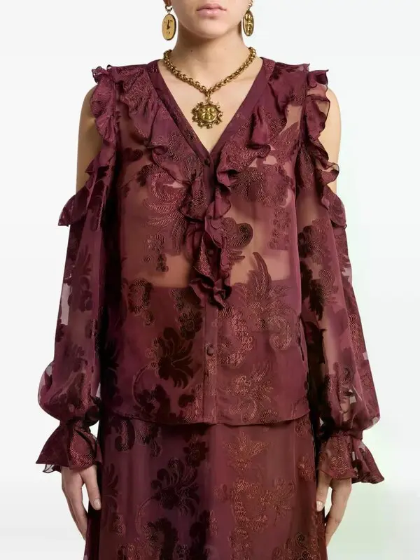 Etro Fil Coupé Chiffon Shirt With Ruffles