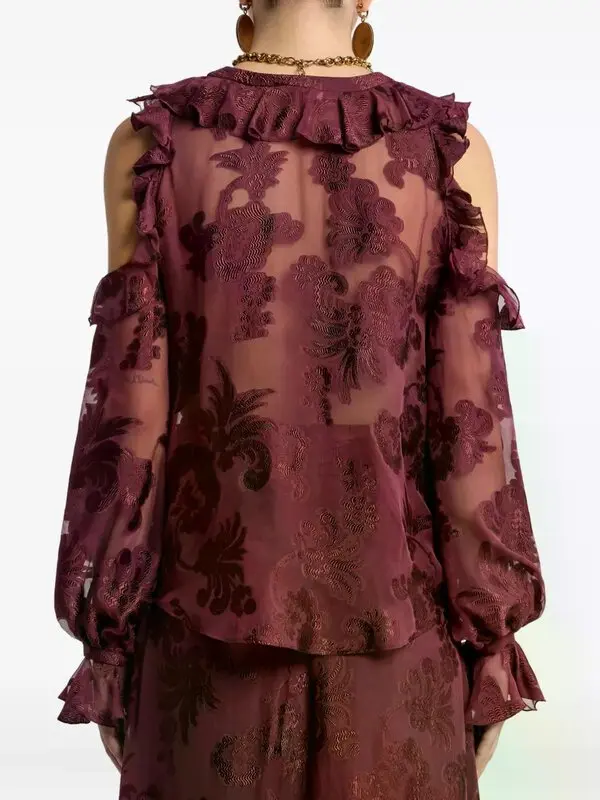 Etro Fil Coupé Chiffon Shirt With Ruffles