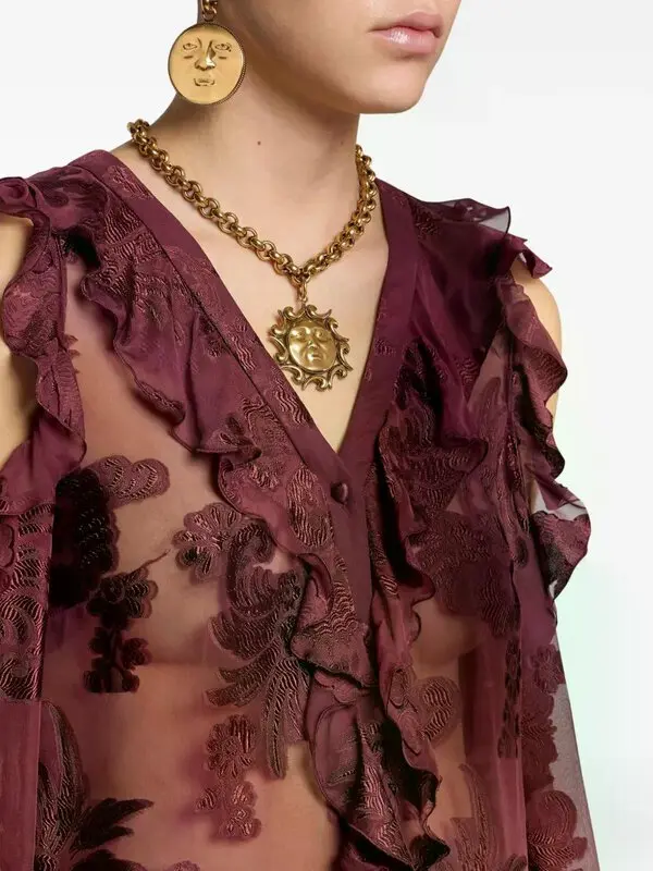 Etro Fil Coupé Chiffon Shirt With Ruffles