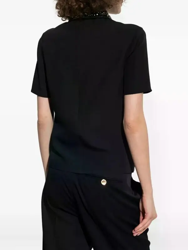 Versace Embellished Collar Short Sleeve Blouse - Black