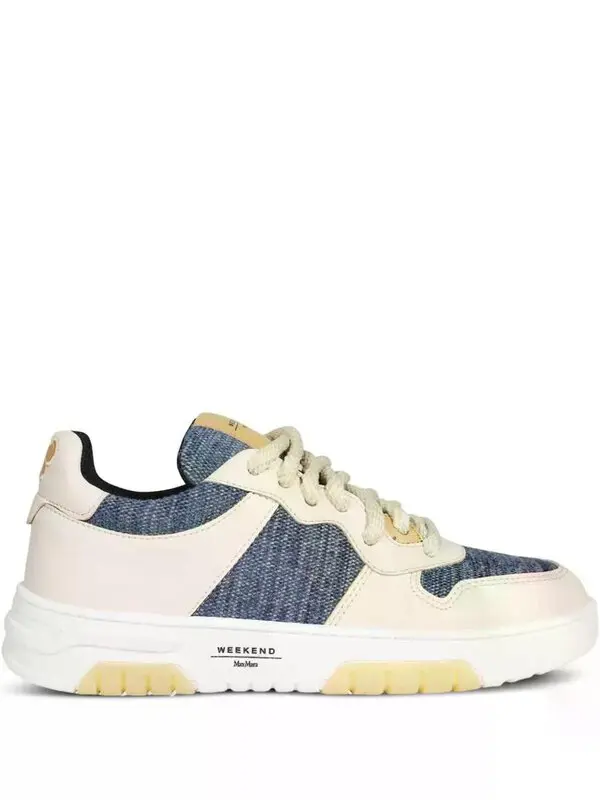 Max Mara Denim-paneled Low-top Sneakers - Neutrals