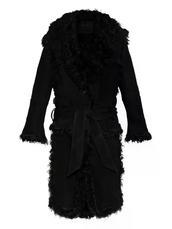Attico Shearling Trim Suede Coat