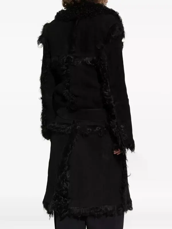 Attico Shearling Trim Suede Coat