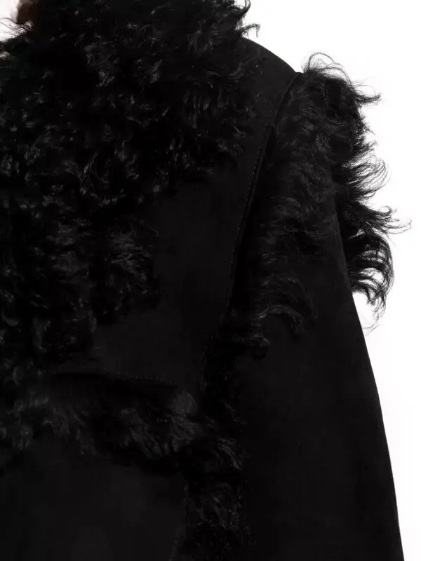 Attico Shearling Trim Suede Coat