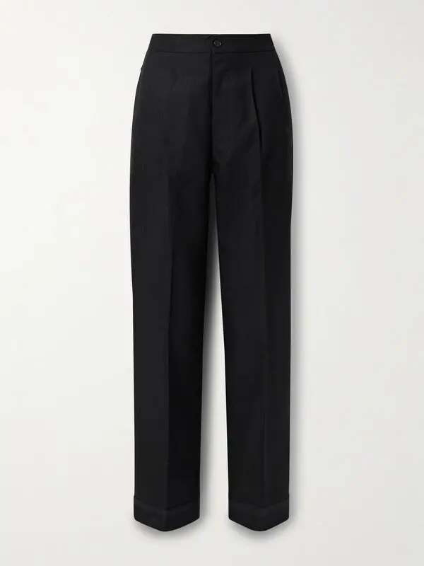 MAISON MARGIELA Herringbone Wool Straight-leg Pants - Black